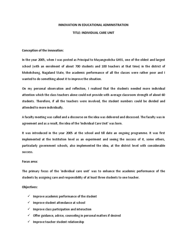 Innovation In Educational Administration Pdf Innovation Attention