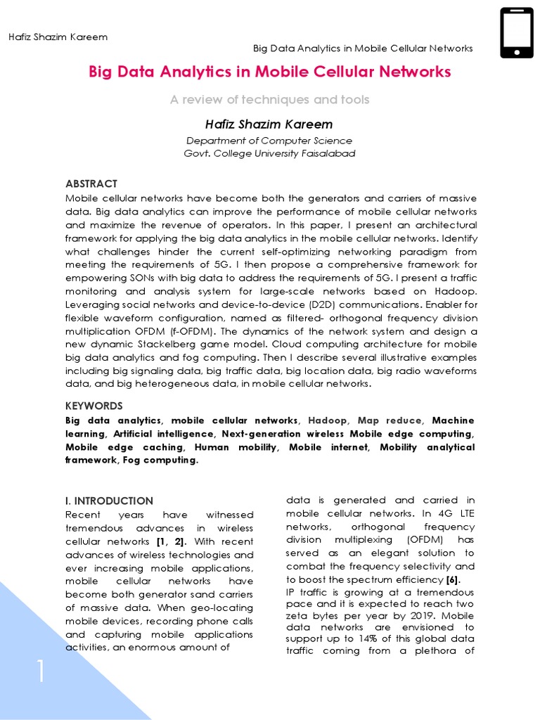 Review Paper of Big Data Analytics in Mobile Cellular Networks | PDF | Big Data | Apache Hadoop