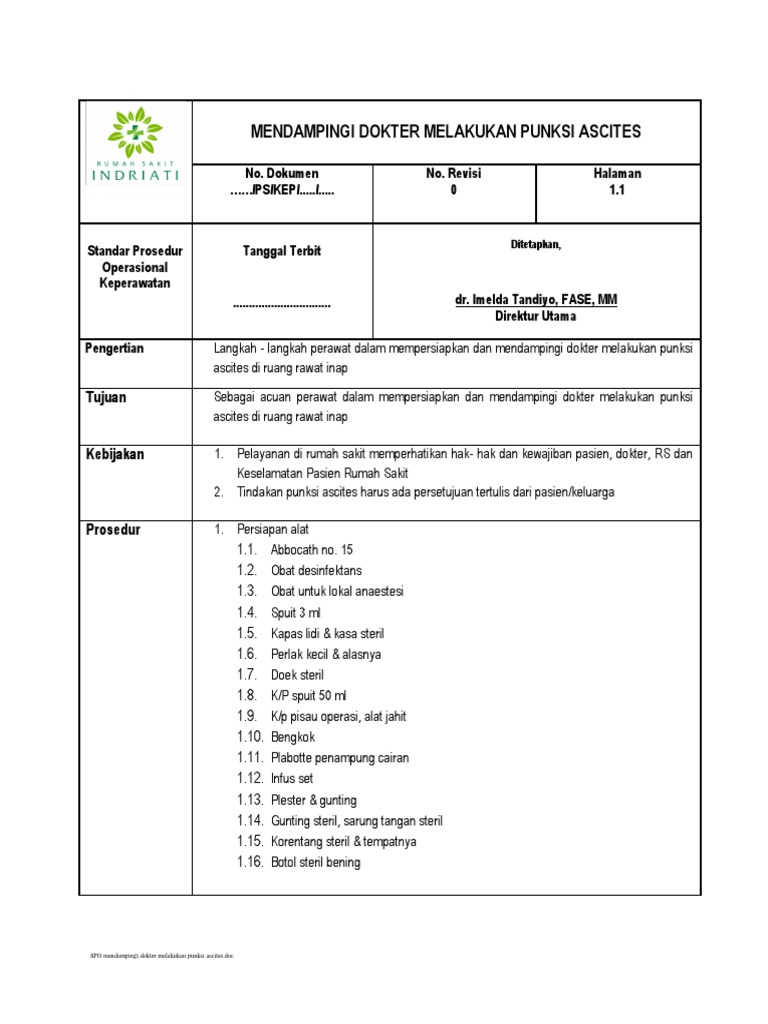 SPO Mendampingi Dokter Melakukan Punksi Ascites | PDF