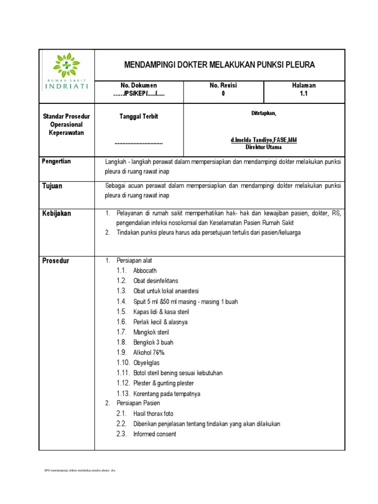 SPO Mendampingi Dokter Melakukan Punksi Pleura | PDF