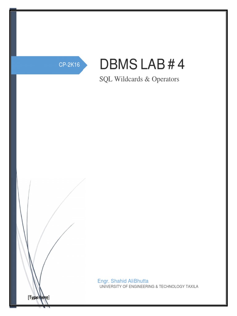 DBMS Lab # 4 Wildcards | PDF | Sql | Databases