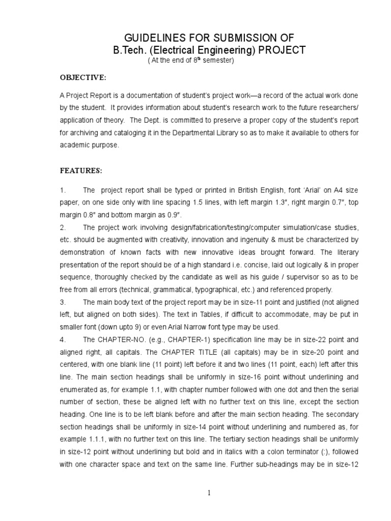 B.tech. EE (W) 8th Semester Guidelines Final Project Report | PDF ...