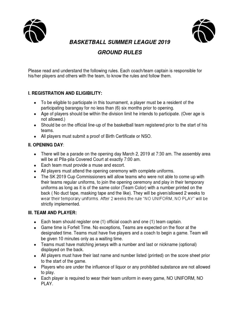 Summer League Rules | PDF | Athletic Sports | Ball Games