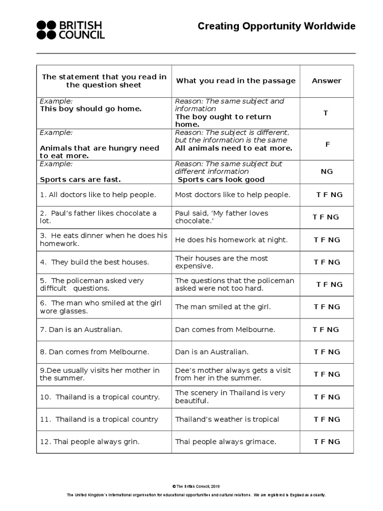 Ielts Truefalsenot Given Fun Activities Games - 26338 For Merge | PDF ...