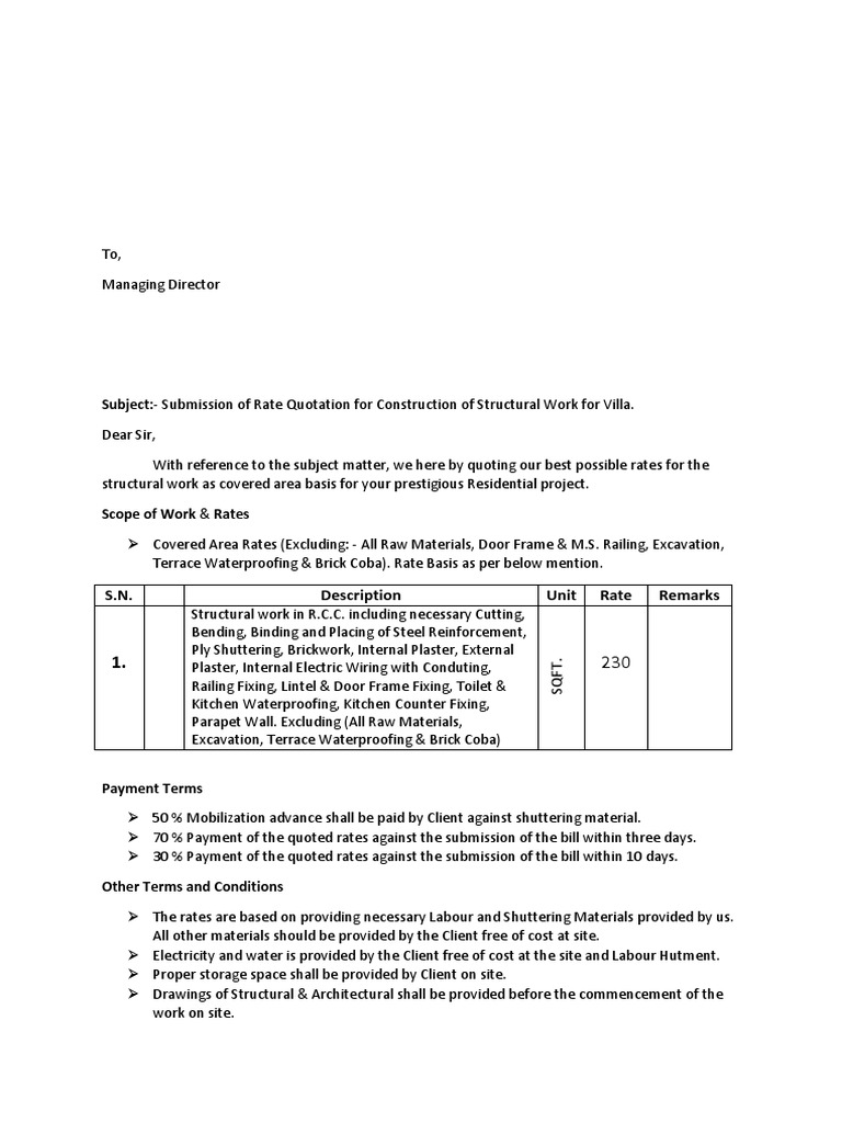 Quotation Template | PDF | Building Engineering | Business