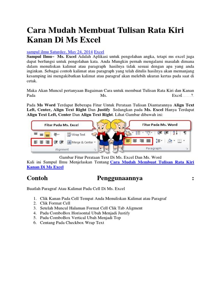 Cara Mudah Membuat Tulisan Rata Kiri Kanan Di Ms Excel | PDF