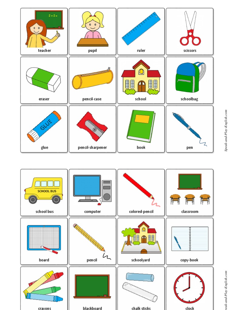 Classroom Objects Memory Game | PDF