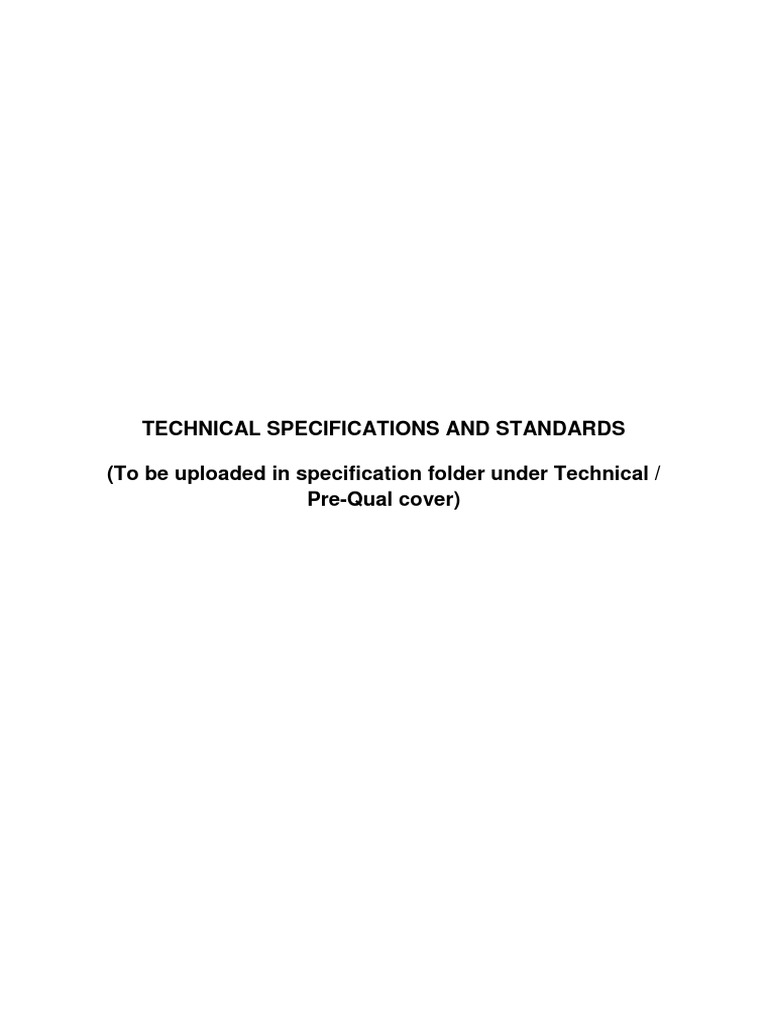 Technical Specifications and Standards (To Be Uploaded in Specification Folder Under Technical ...