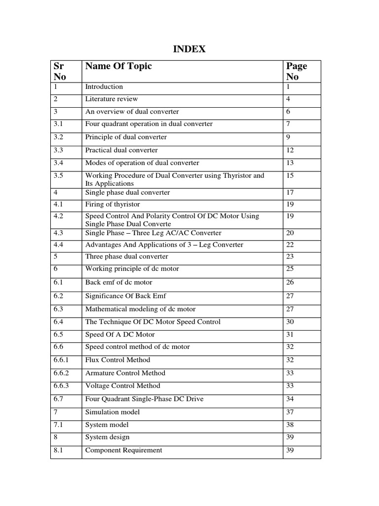 Index SR No Name of Topic No | PDF | Direct Current | Printed Circuit Board
