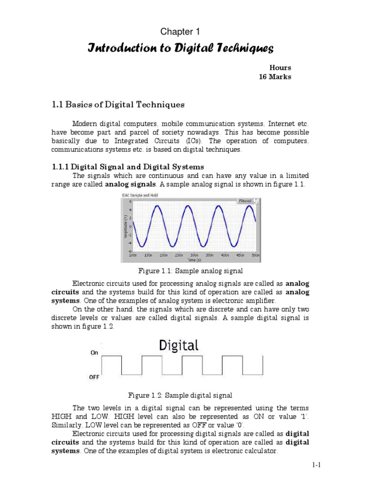 Chapter 1 Introduction To Digital Techniques1 | PDF | Digital Signal | Mosfet