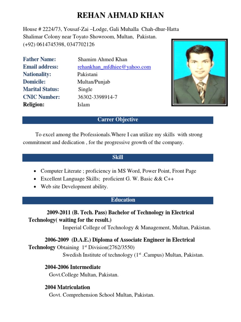 Rehan Ahmad Khan Resume | PDF