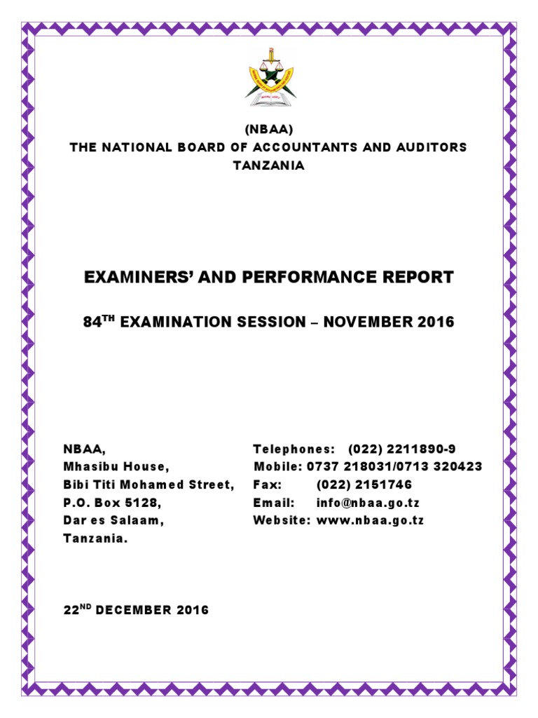 NBAA 84th Examination Report 2016 | PDF | Question | Multiple Choice