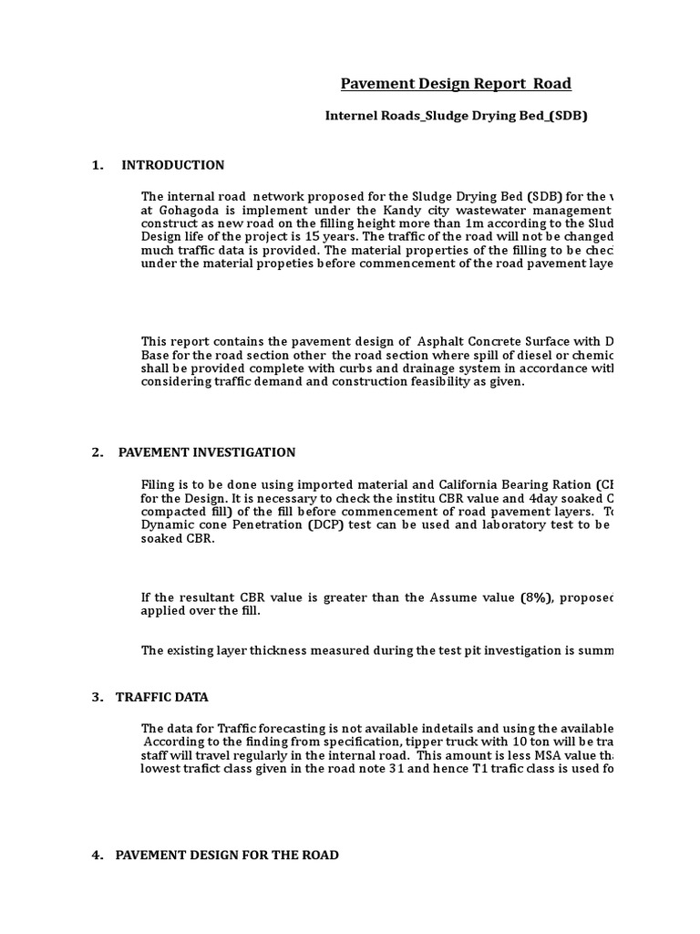 Pavement Design Report Road: Internel Roads - Sludge Drying Bed - (SDB ...