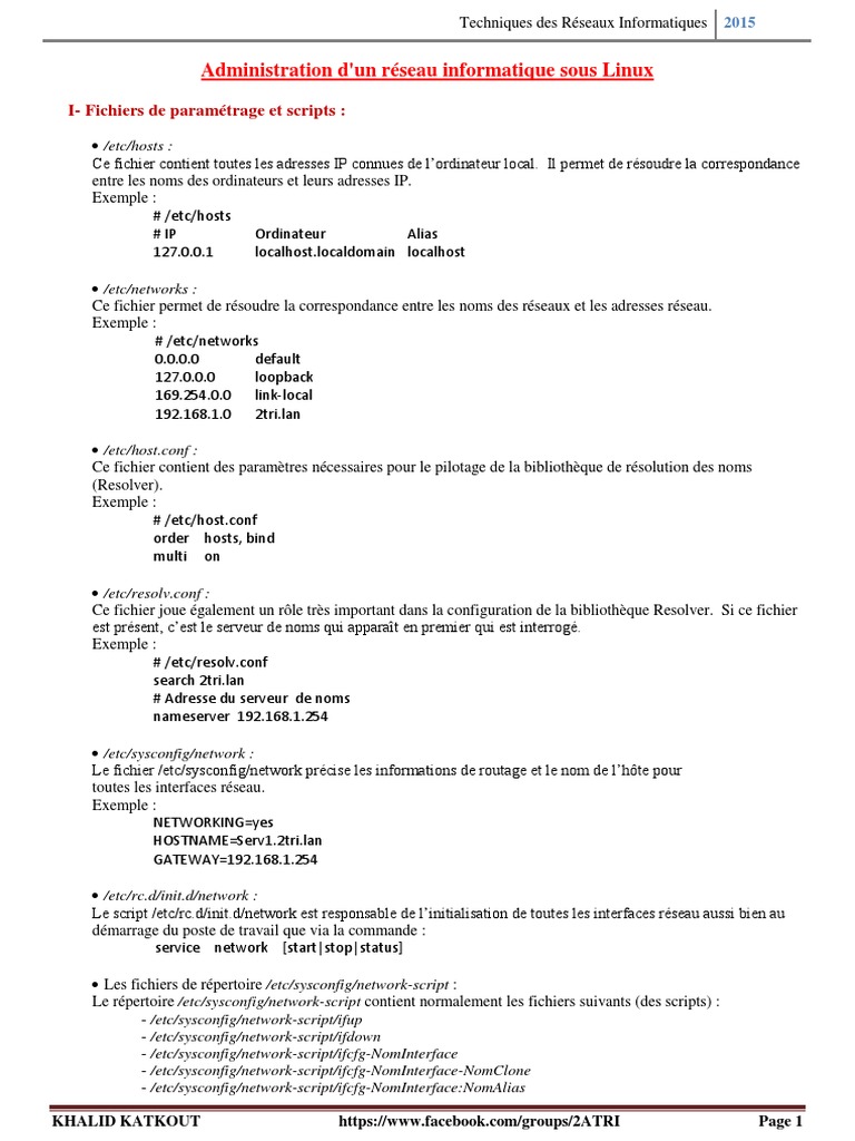Administration Dun Réseau Informatique Sous Linux - KHALID KATKOUT ...