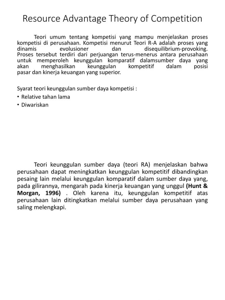 2975 - Resource Advantage Theory of Competition (BELUM LENGKAP) | PDF