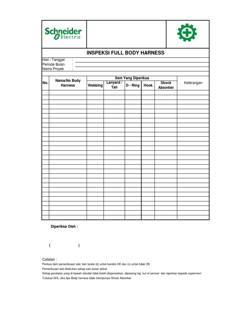 Form Body Harness InspectionR3 PDF | PDF