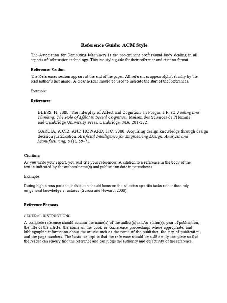 Acm Style | PDF | Association For Computing Machinery | Citation
