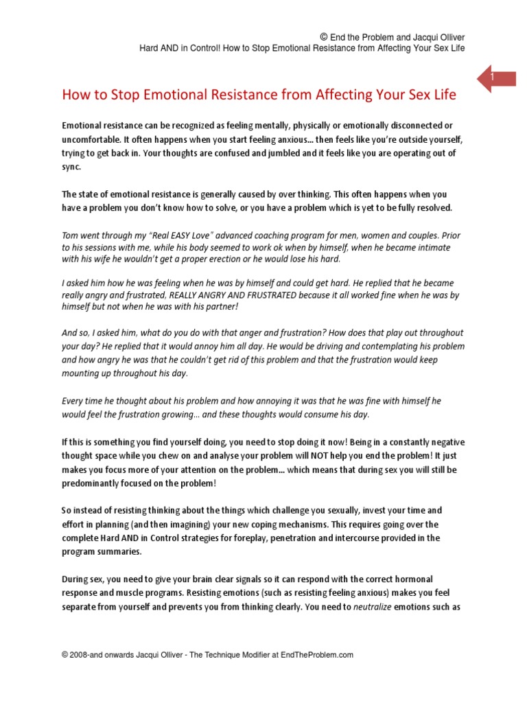 How To Stop Emotional Resistance From Affecting Your Sex Life PDF | PDF ...