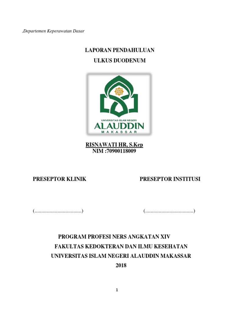 Laporan Pendahuluan Ulkus Duodenum | PDF