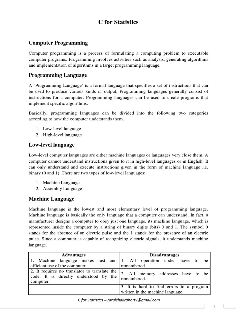 Computer Programming: C For Statistics | PDF | Control Flow ...