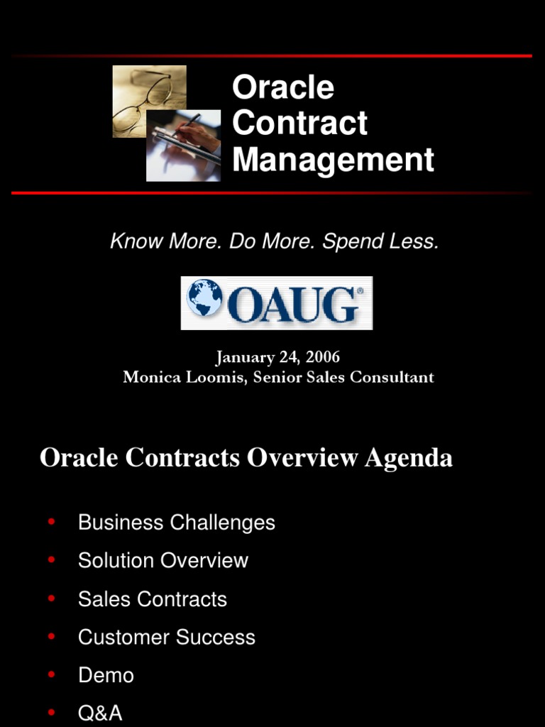 Oracle Contract Management: Know More. Do More. Spend Less | PDF ...