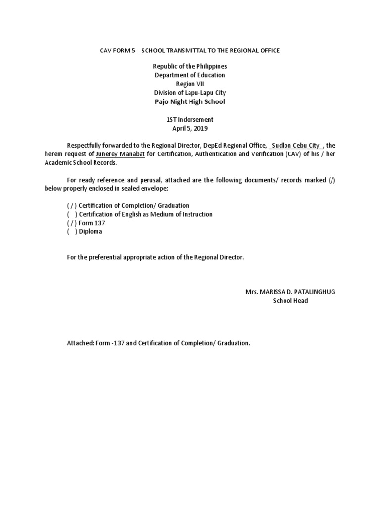 Cav Form 5 | Download Free PDF | Behavior Modification | Learning