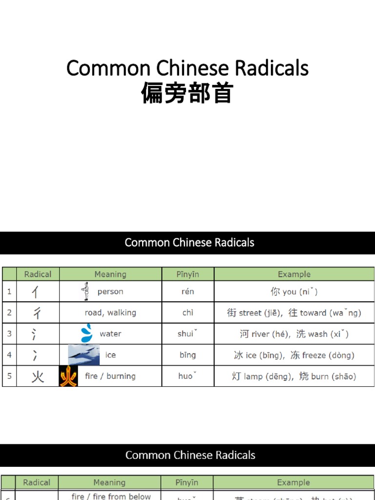 Common Chinese Radicals Guide | PDF | Language Arts & Discipline ...