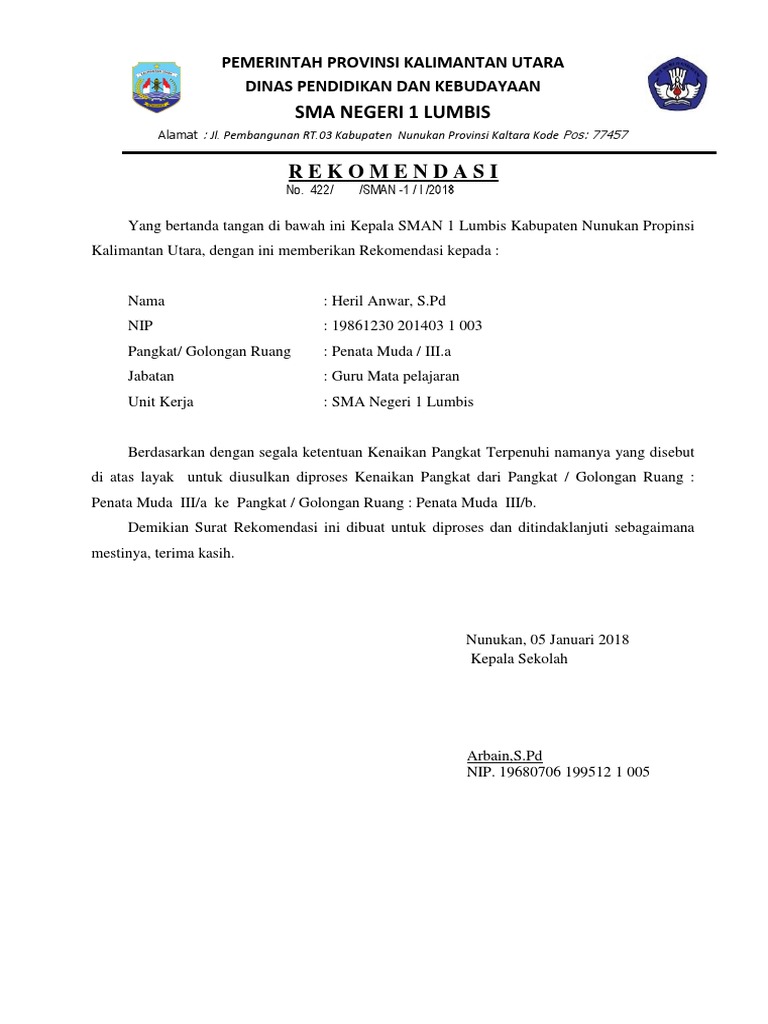Surat Rekomendasi | PDF