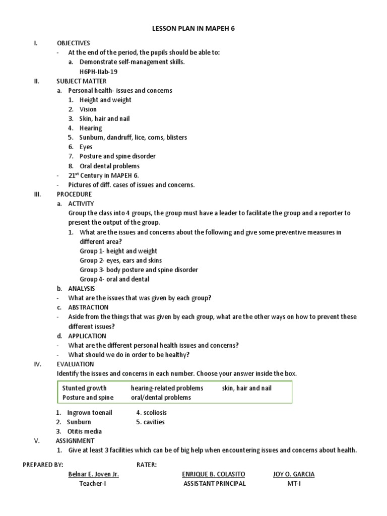 Lesson Plan in Mapeh 6 | PDF