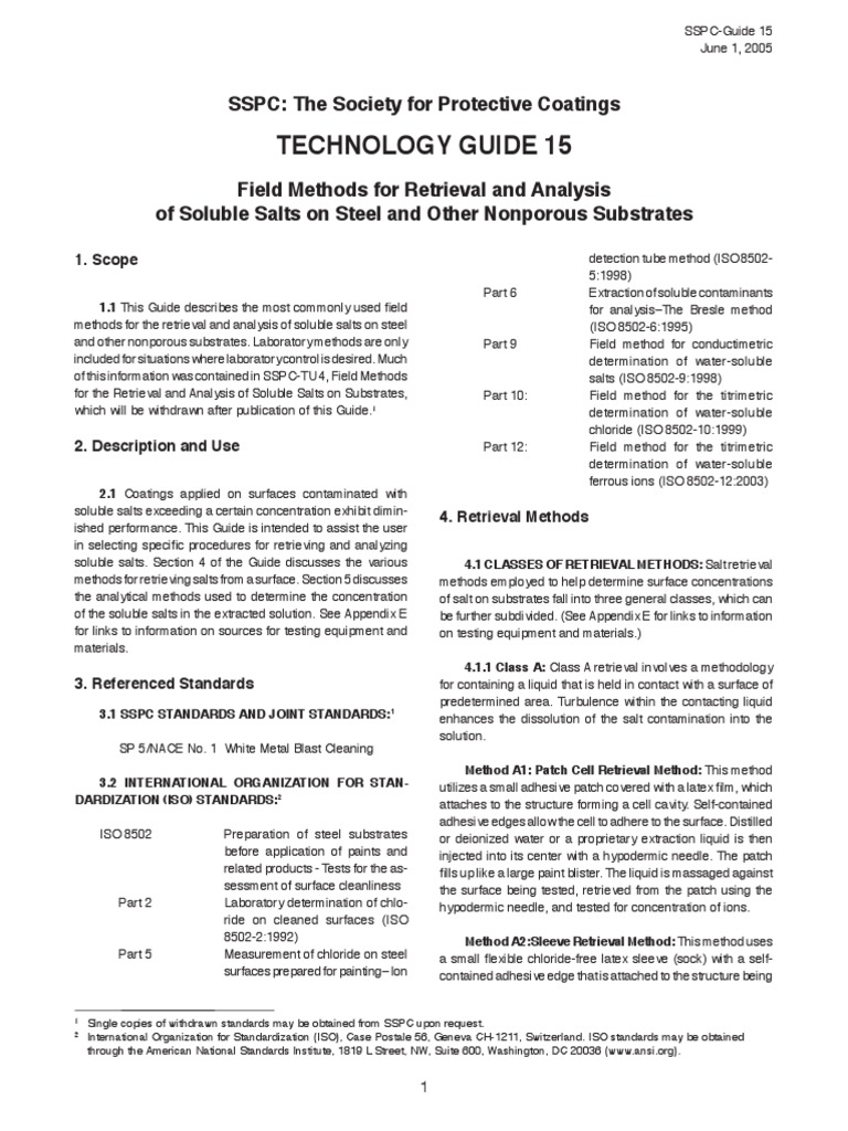 Sspc-Guide 15 PDF | Download Free PDF | Solubility | Sodium Chloride