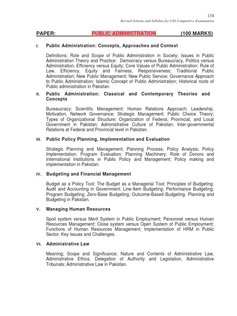 Public Administration Syllabus | PDF | Public Administration | Governance
