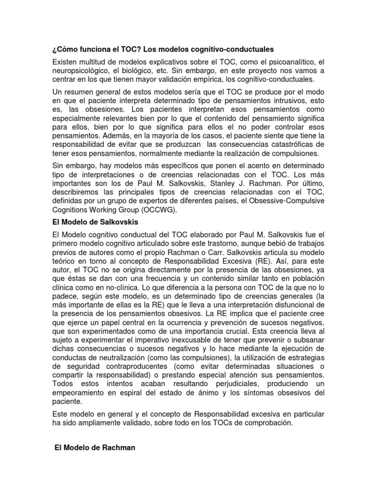 Cómo Funciona El TOC | PDF | Desorden obsesivo compulsivo | Psiquiatría