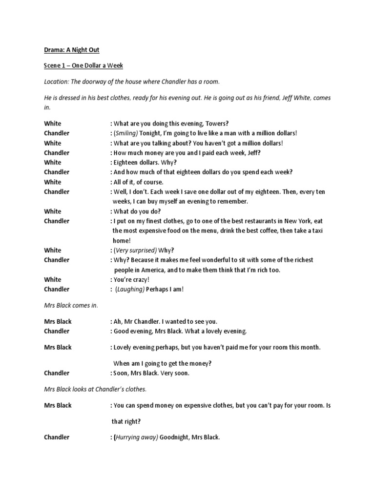 A Night Out Drama Script | PDF