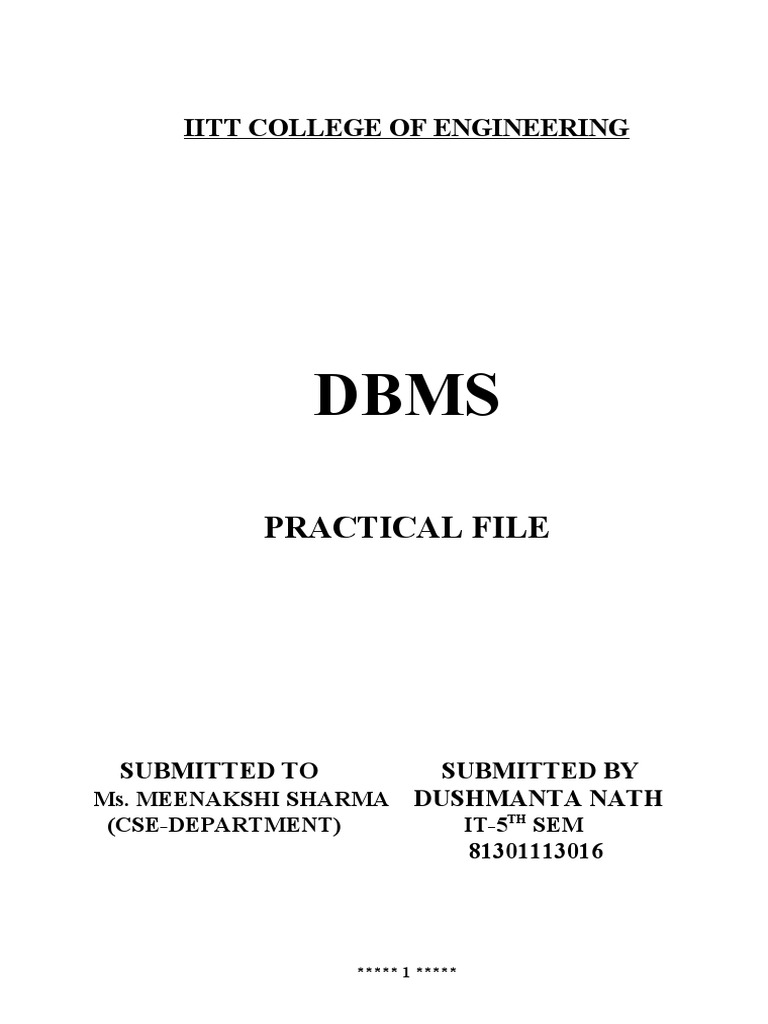 DBMS Practical File: Oracle SQL Basics | PDF | Oracle Database | Database Index