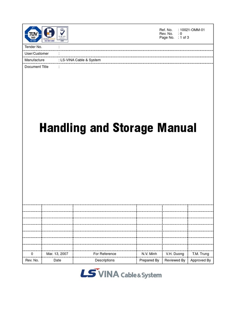 Cable Handling and Storage Guidelines | PDF | Equipment | Manufactured ...