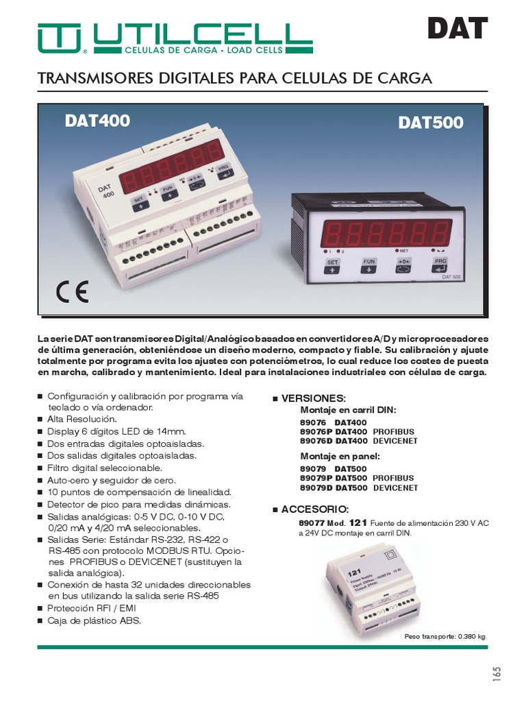 Transmisores DAT400 para Células de Carga | PDF | Tecnología de ...