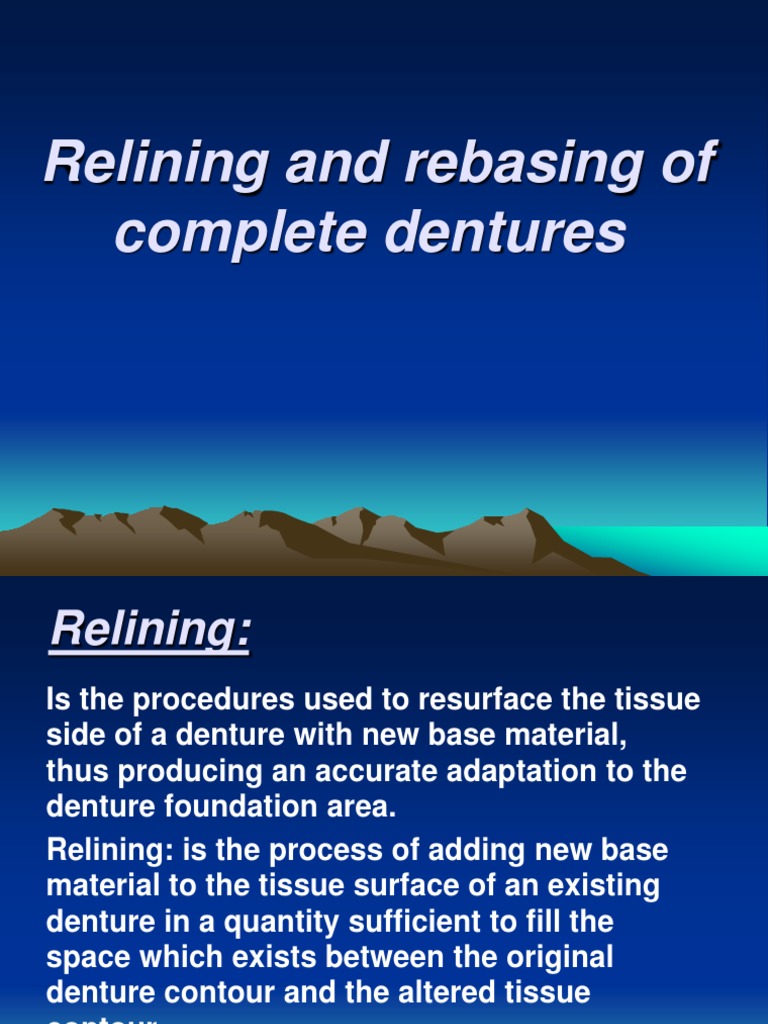 Relining and Rebasing of Complete Dentures | PDF | Dentures | Plaster