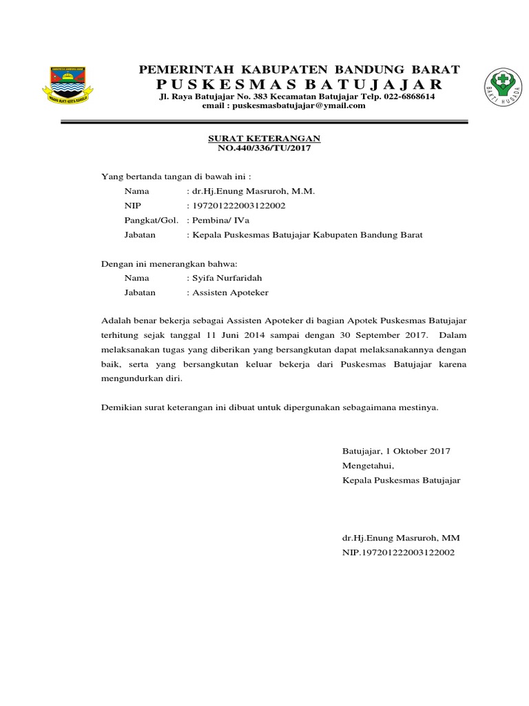 Paklaring Karyawan | PDF