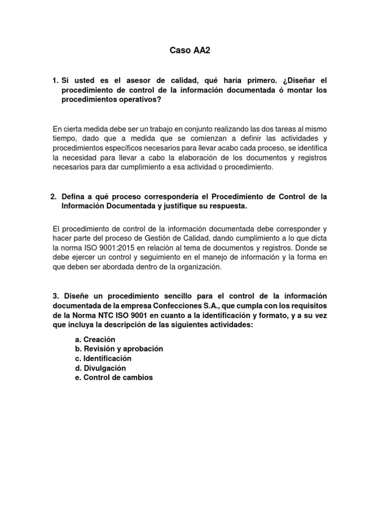 Caso AA2 | PDF | Calidad (comercial) | Informática y tecnología de la información