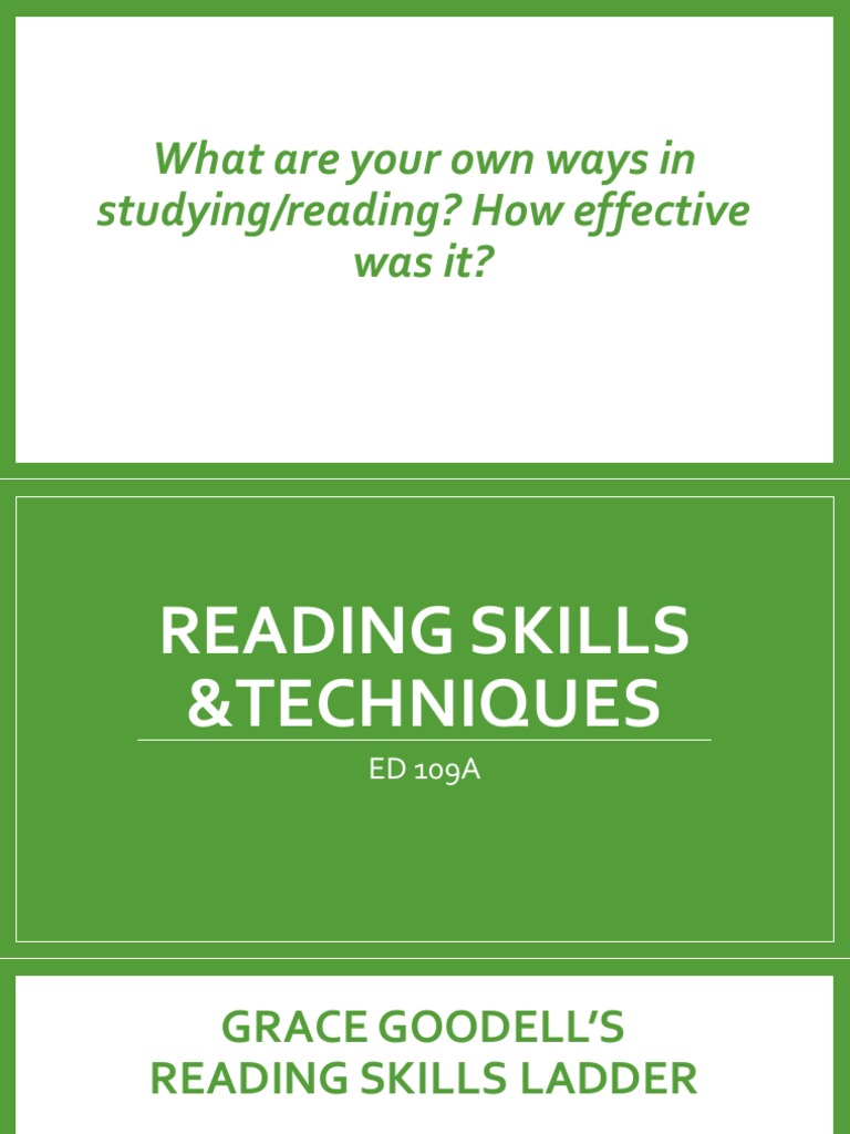 An Analysis Of Effective Reading Techniques And Study Skills For