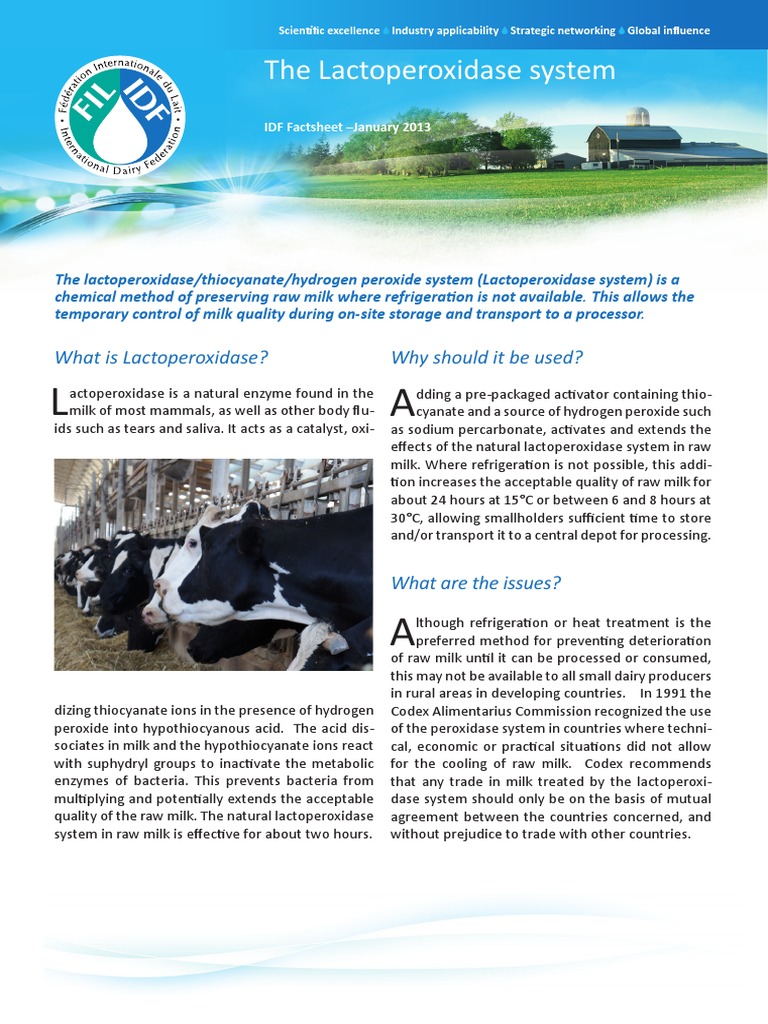 Lactoperoxidase: Milk Preservation Method | PDF | Milk | Chemistry