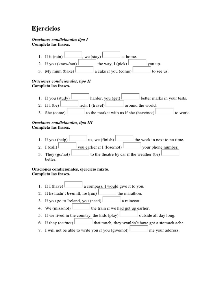 Ejercicios 3er Condicional | PDF