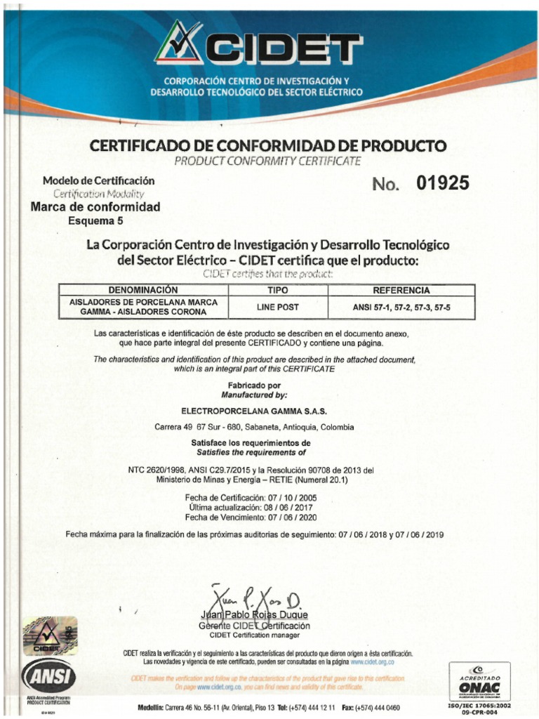 Certificado Retie | PDF
