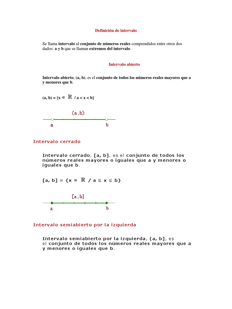 Definición de Intervalo | PDF | Intervalo (Matemáticas) | Números