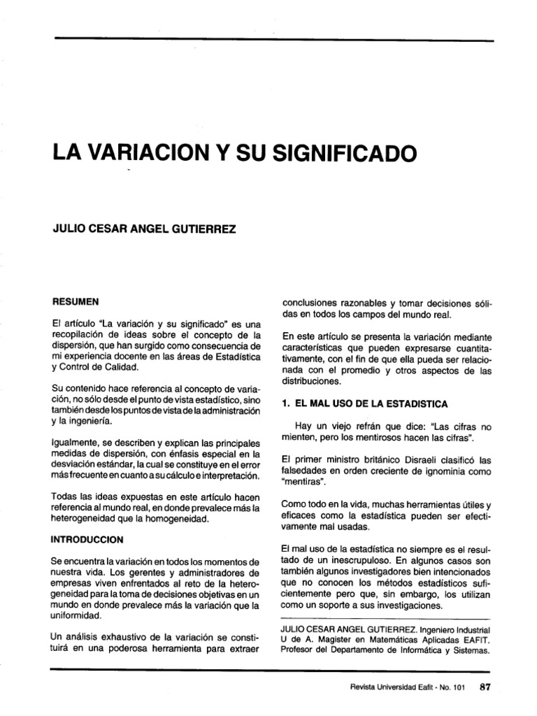 La Variación y Su Significado PDF | PDF