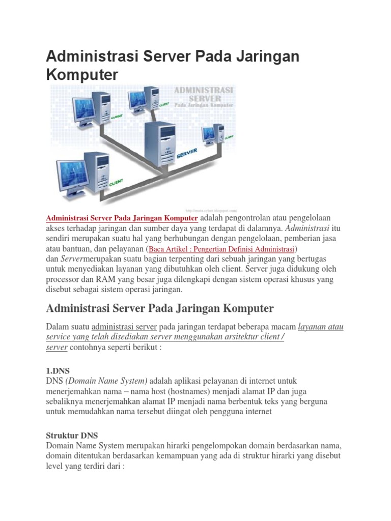 Administrasi Server Pada Jaringan Komputer | PDF