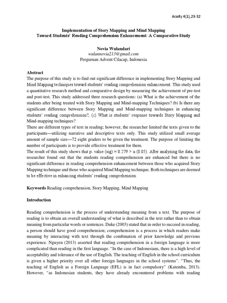 Story vs. Mind Mapping in Reading Comprehension | PDF | Reading ...
