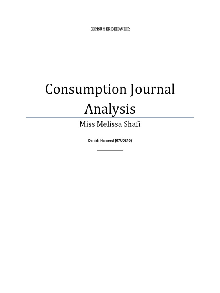 Consumption Journal Analysis: Miss Melissa Shafi | PDF | Coca Cola | I ...