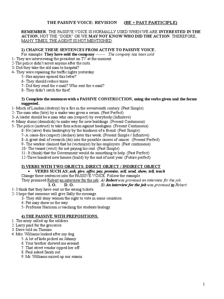 The Passive Voice - Notes | PDF | Grammar | Syntax