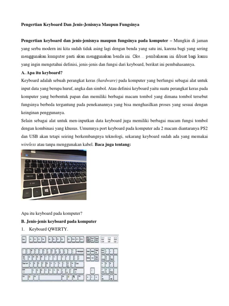 Pengertian Keyboard Dan Jenisnya | PDF